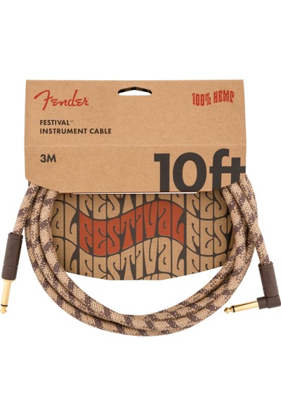 Fender Festival Hemp Instrument Cables 3 Metre Açılı - Brown Stripe Enstrüman Kablosu Fender Festival Hemp Instrument Cables 3 Metre Açılı - Brown Stripe Enstrüman Kablosu