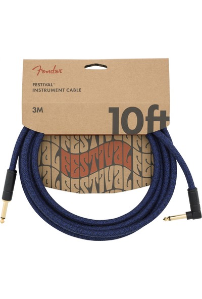 Fender Festival Hemp Instrument Cables 3 Metre Açılı - Blue Dream Enstrüman Kablosu Fender Festival Hemp Instrument Cables 3 Metre Açılı - Blue Dream Enstrüman Kablosu