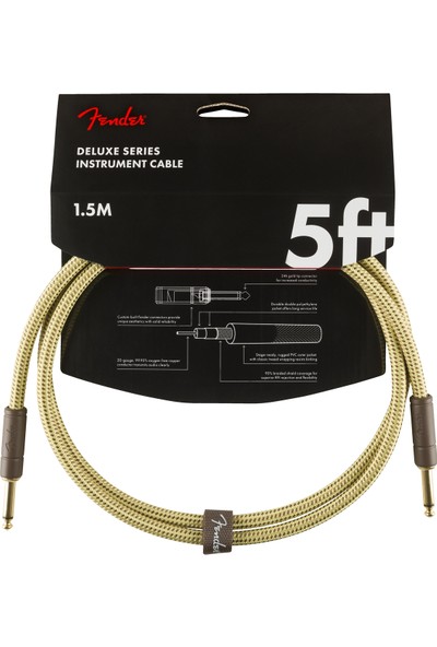 Fender Deluxe Series Instrument Cable Tweed - 1.5 Metre Enstrüman Kablosu Fender Deluxe Series Instrument Cable Tweed - 1.5 Metre Enstrüman Kablosu