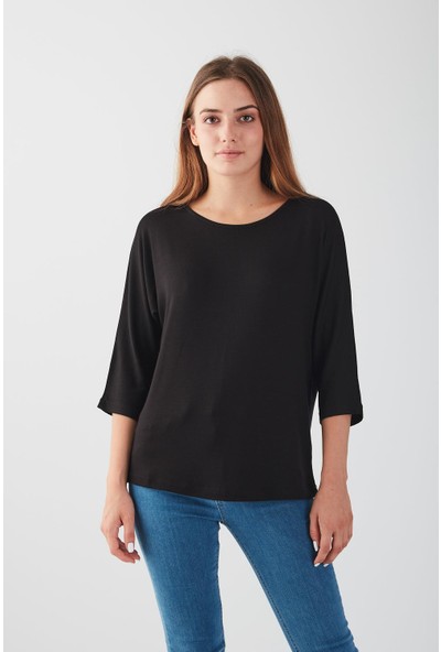 Şimal Bisiklet Yaka Dirsek Kol Salaş Bluz