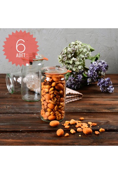 Weck 340 ml Cam Silindir Saklama Kavanoz Seti (6 Adet) Weck 340 ml Cam Silindir Saklama Kavanoz Seti (6 Adet)