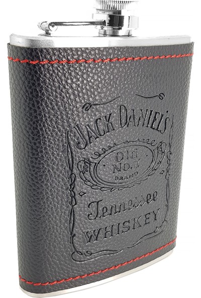 Güneş Jack Daniel Çelik 8 Oz Deri Kaplı 240 ml Içki Matarası
