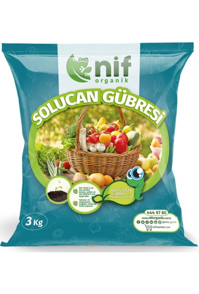 Nif Organik Solucan Gübresi %100 Doğal 3 kg Bitki Çiçek Fide Nif Organik Solucan Gübresi %100 Doğal 3 kg Bitki Çiçek Fide