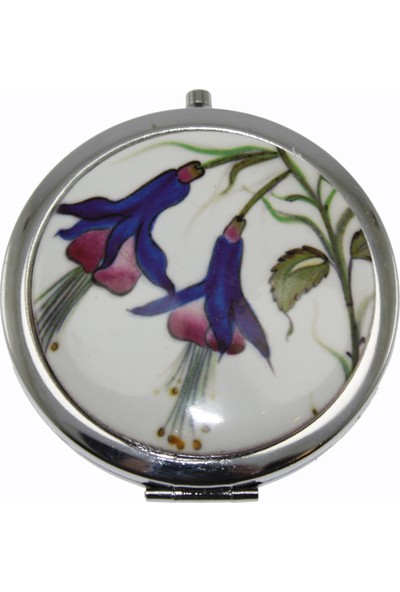 Otantik Çini Lale Dekorlu Çanta Aynası