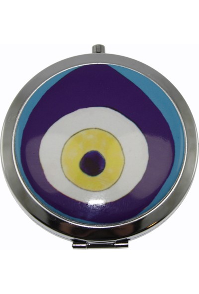 Otantik Çini Nazar Boncuğu Dekorlu Çanta Aynası