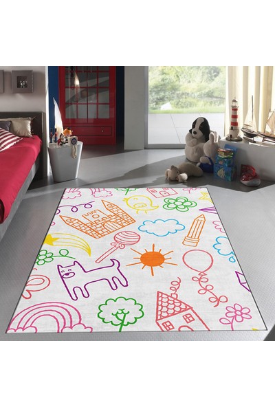 Homefesto Dekoratif Özel Tasarım Antibakteriyel Leke Tutmaz Çocuk Halısı
