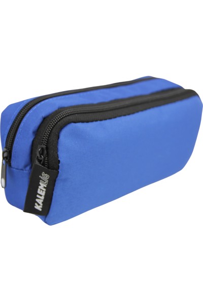 Kalemlig Çift Bölmeli Keten Kalemlik Mavi