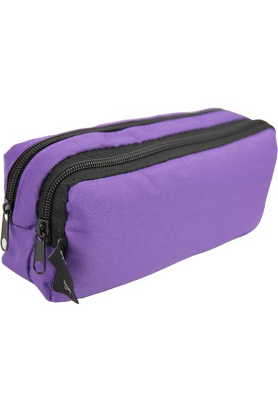 Kalemlig Çift Bölmeli Keten Kalemlik Mor
