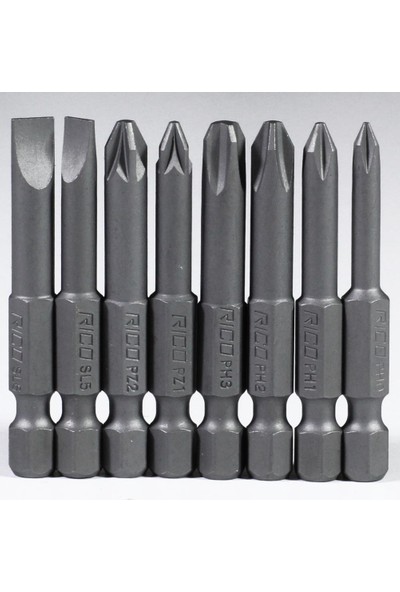 Rico 005-KK1130 Yıldız Düz Bits Uç Seti Ph+Pz+Sl 8 Parça 50 mm Rico 005-KK1130 Yıldız Düz Bits Uç Seti Ph+Pz+Sl 8 Parça 50 mm