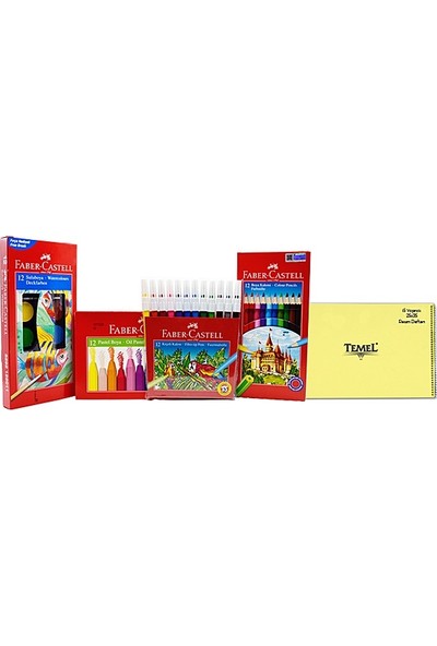 Faber-Castell 4'lü Boya Seti + Resim Defteri Faber-Castell 4'lü Boya Seti + Resim Defteri