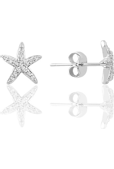 Söğütlü Si̇lver Gümüş Zirkon Taşlı Deniz Yıldızı Modeli Küpe