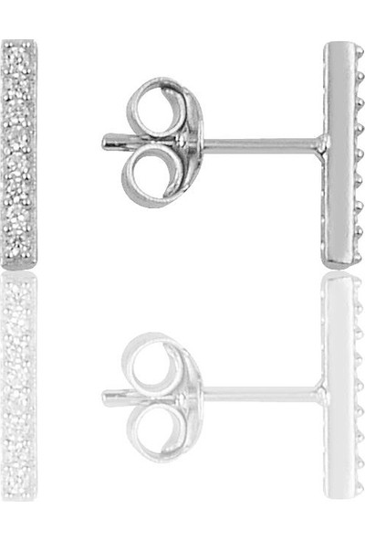 Söğütlü Si̇lver Gümüş Rodyumlu Çizgi Küpe