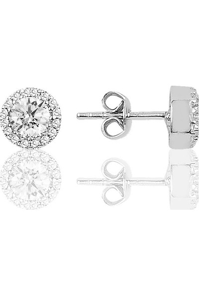 Söğütlü Si̇lver Gümüş Pırlanta Montürlü Tek Taş Küpe