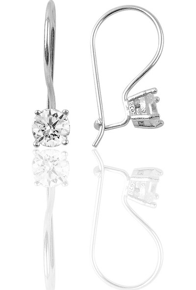 Söğütlü Si̇lver Gümüş Pılanta Modeli Çengelli Tek Taş Küpe