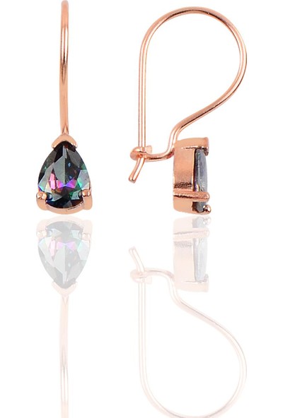 Söğütlü Si̇lver Gümüş Mistik Taşlı Damla Modeli Çengelli Küpe