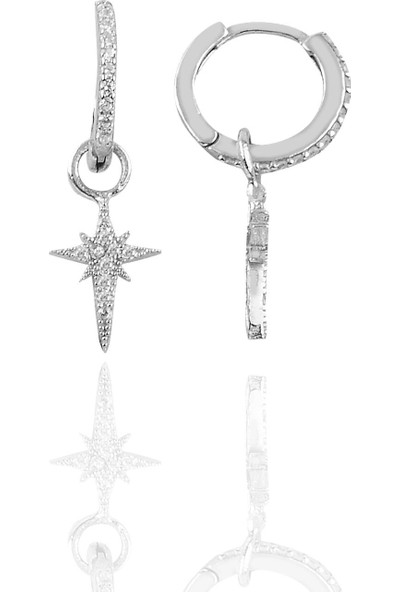 Söğütlü Si̇lver Gümüş Kutup Yıldızı Halka Küpe