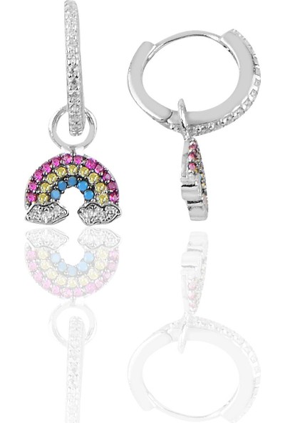 Söğütlü Si̇lver Gümüş Gökkuşağı Halka Küpe