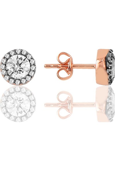 Söğütlü Si̇lver Gümüş Elmas Montürlü Tek Taş Küpe