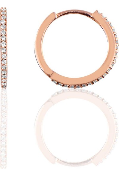 Söğütlü Si̇lver Gümüş 17 mm Rose Zirkon Taşlı Tamtur Halka Küpe