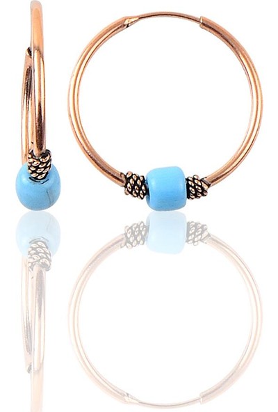 Söğütlü Si̇lver Gümüş 17 mm Turkuaz Taşlı Halka Küpe