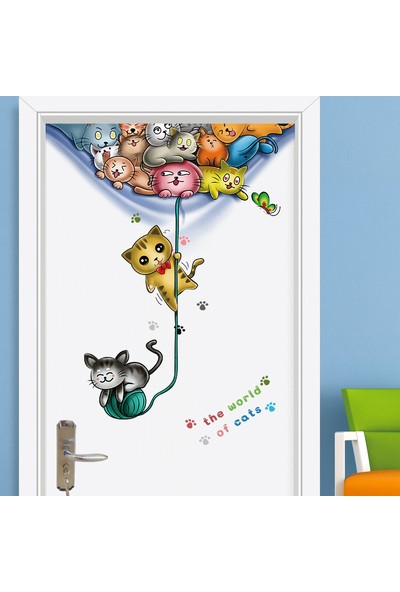 Crystal Kids Renkli Kediler Çocuk ve Bebek Odası Duvar Dekoru Kapı Süsü Duvar Sticker Çıkartma Crystal Kids Renkli Kediler Çocuk ve Bebek Odası Duvar Dekoru Kapı Süsü Duvar Sticker Çıkartma