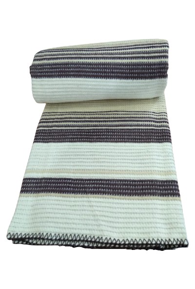 Polat Çizgili Pamuklu Çift Kişilik Battaniye Örtü