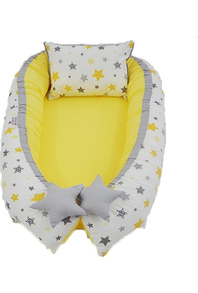 Modastra Beyaz Gri Yıldız Desen Babynest Modastra Beyaz Gri Yıldız Desen Babynest