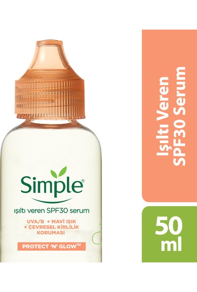 Simple Protect & Glow Işıltı Veren SPF30 & Vitamin E içeren Cilt Bakım Serumu 50 ML