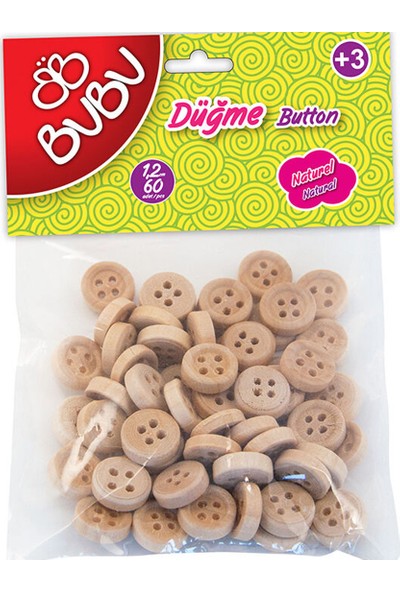 Bu-Bu 1,2 cm 60'lı Natural Düğme BUBU-HS006