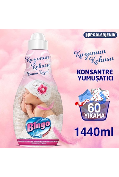 Bingo Soft Konsantre Çamaşır Yumuşatıcısı Canım Kızım 1440 ml Bingo Soft Konsantre Çamaşır Yumuşatıcısı Canım Kızım 1440 ml