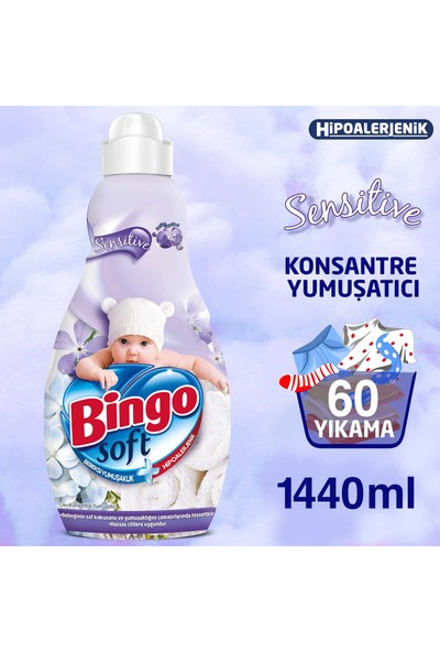 Bingo Konsantre Yumuşatıcı Sensitive 1440 ml Bingo Konsantre Yumuşatıcı Sensitive 1440 ml