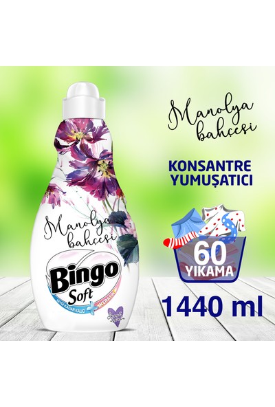 Bingo Soft Konsantre Çamaşır Yumuşatıcısı Manolya Bahçesi 1440 ml Bingo Soft Konsantre Çamaşır Yumuşatıcısı Manolya Bahçesi 1440 ml