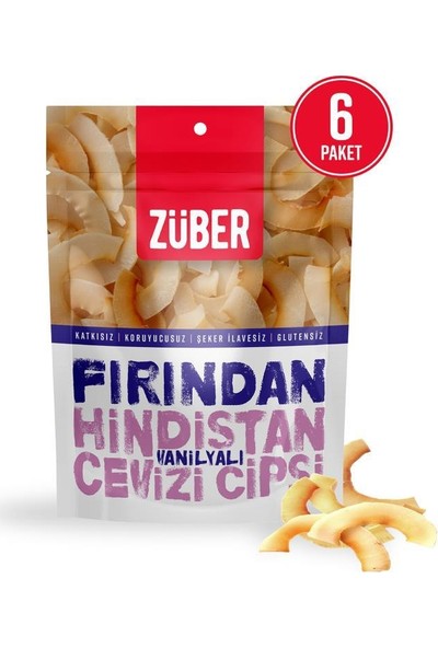 Züber Vanilyalı Hindistan Cevizi Cipsi 40 gr x 6 Paket