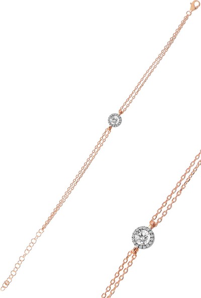 Söğütlü Silver Gümüş Elmas Montürlü Tek Taşlı Bileklik