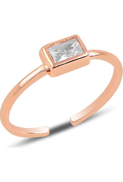 Söğütlü Silver Gümüş Rose Baget Taşlı Ayarlamalı Yüzük