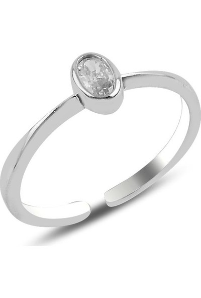Söğütlü Silver Gümüş Rodyumlu Zirkon Taşlı Ayarlamalı Yüzük
