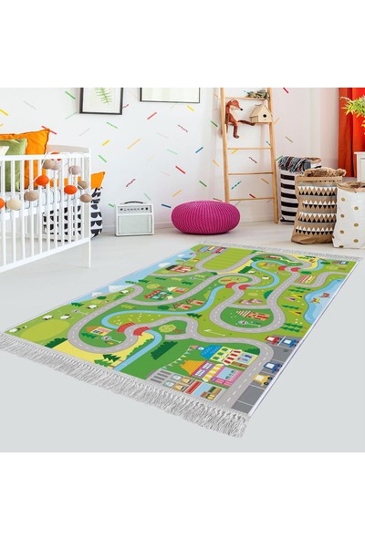 Homefesto Dekoratif Özel Tasarım Pamuklu Dokuma Taban Yumuşak Dokulu Modern Çocuk Halısı Yeşil 80 x 120 cm Homefesto Dekoratif Özel Tasarım Pamuklu Dokuma Taban Yumuşak Dokulu Modern Çocuk Halısı Yeşil 80 x 120 cm