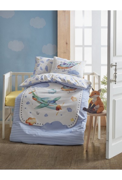 Cottonbox Air Plane Mavi Bebek Nevresim Takımı