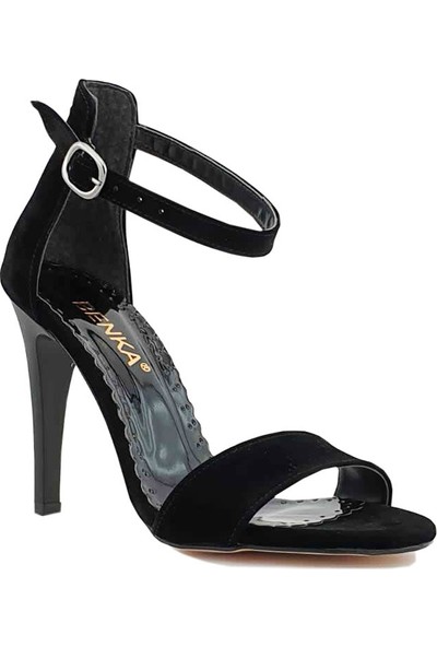 İlgipark Kadın Günlük Siyah Süet Tek Bant İnce Topuk Ayakkabı