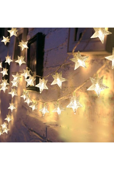 Glr Yıldız LED Dize 3 M Sarı Işık Dekoratif LED Aydınlatma Pilli Glr Yıldız LED Dize 3 M Sarı Işık Dekoratif LED Aydınlatma Pilli