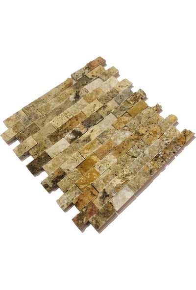 Taş Dekorasyon Scabas Traverten Doğal Patlatma Taş Duvar Fileli 2.5 x 5 cm Taş Dekorasyon Scabas Traverten Doğal Patlatma Taş Duvar Fileli 2.5 x 5 cm