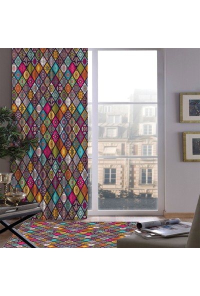 Jungle Etnik Desenli 70 x 260 Modern Fon Perde