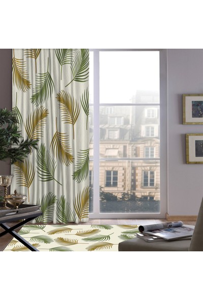 Jungle Yaprak Desenli 70 x 260 Modern Fon Perde Jungle Yaprak Desenli 70 x 260 Modern Fon Perde