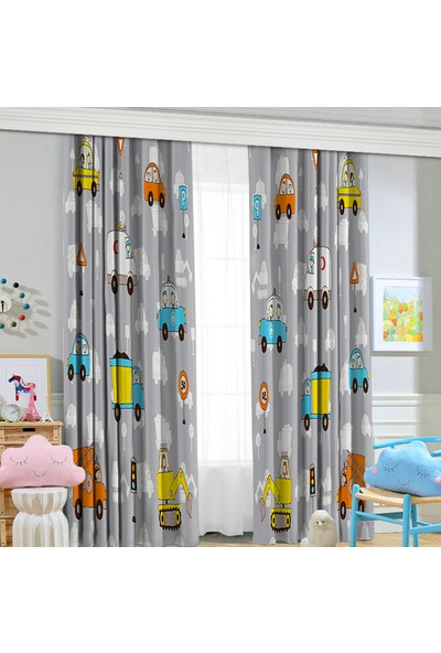 Jungle Arabalı 70 x 260 Çocuk Odası Fon Perde Jungle Arabalı 70 x 260 Çocuk Odası Fon Perde