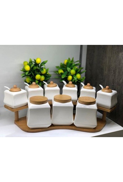 Acar 9 Parça Bambu Standlı Kaşıklı Porselen Baharat Takımı YAM-010430 Acar 9 Parça Bambu Standlı Kaşıklı Porselen Baharat Takımı YAM-010430