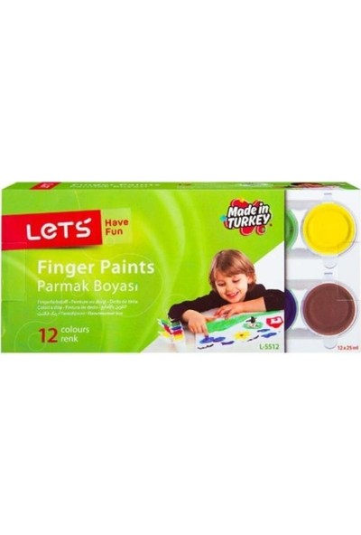 Let's 12 Renkli Parmak Boyası
