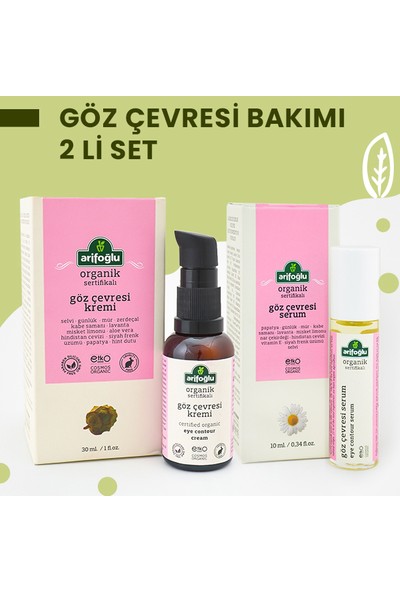 Arifoğlu Organik Göz Çevresi Kremi 30ML + Göz Çevresi Serumu 10ML Arifoğlu Organik Göz Çevresi Kremi 30ML + Göz Çevresi Serumu 10ML