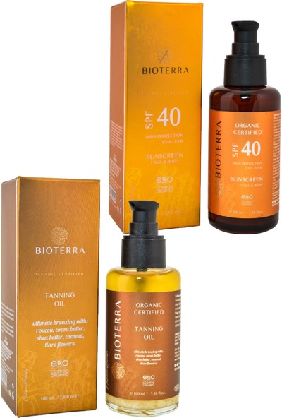 Bioterra Organik Bronzlaştırıcı Yağ 100ML + Org Spf 40 Güneş Kremi 100ML 2 Li Set Bioterra Organik Bronzlaştırıcı Yağ 100ML + Org Spf 40 Güneş Kremi 100ML 2 Li Set