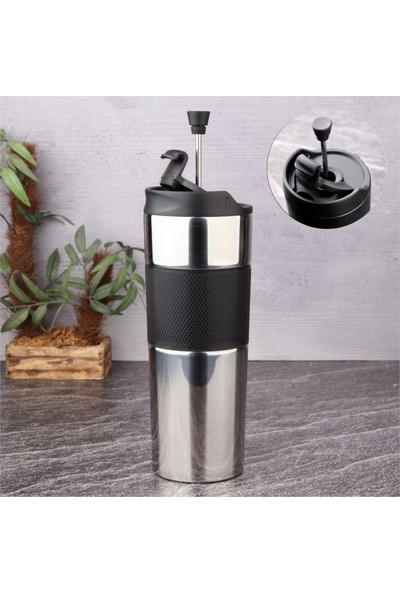 Tohana French Press Termos Kupa 500 ml Metalik Renk Tohana French Press Termos Kupa 500 ml Metalik Renk