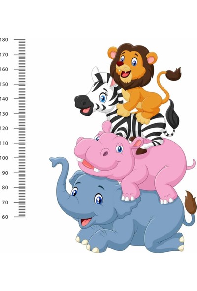 Kt Decoration Fil-Su Aygırı-Zebra-Aslan Boy Ölçer Gelişim Tablosu Duvar Sticker Kt Decoration Fil-Su Aygırı-Zebra-Aslan Boy Ölçer Gelişim Tablosu Duvar Sticker